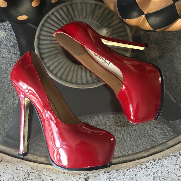 Yves Saint Laurent | Shoes | Ysl Yves Saint Laurent Red Platform Heels ...